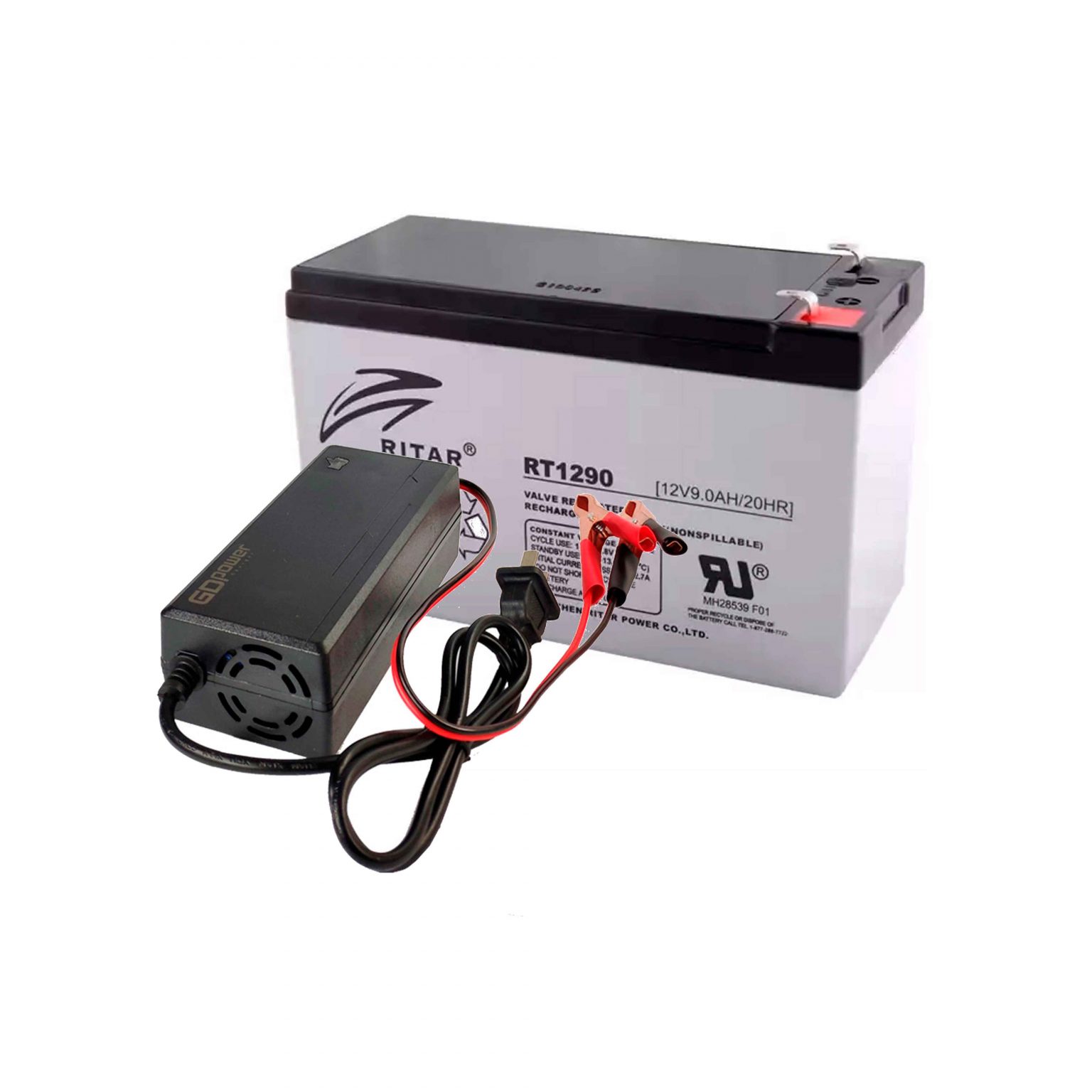 BATERIA 12V 9AH RITAR + CARGADOR 12V 3A RT1290 - NES