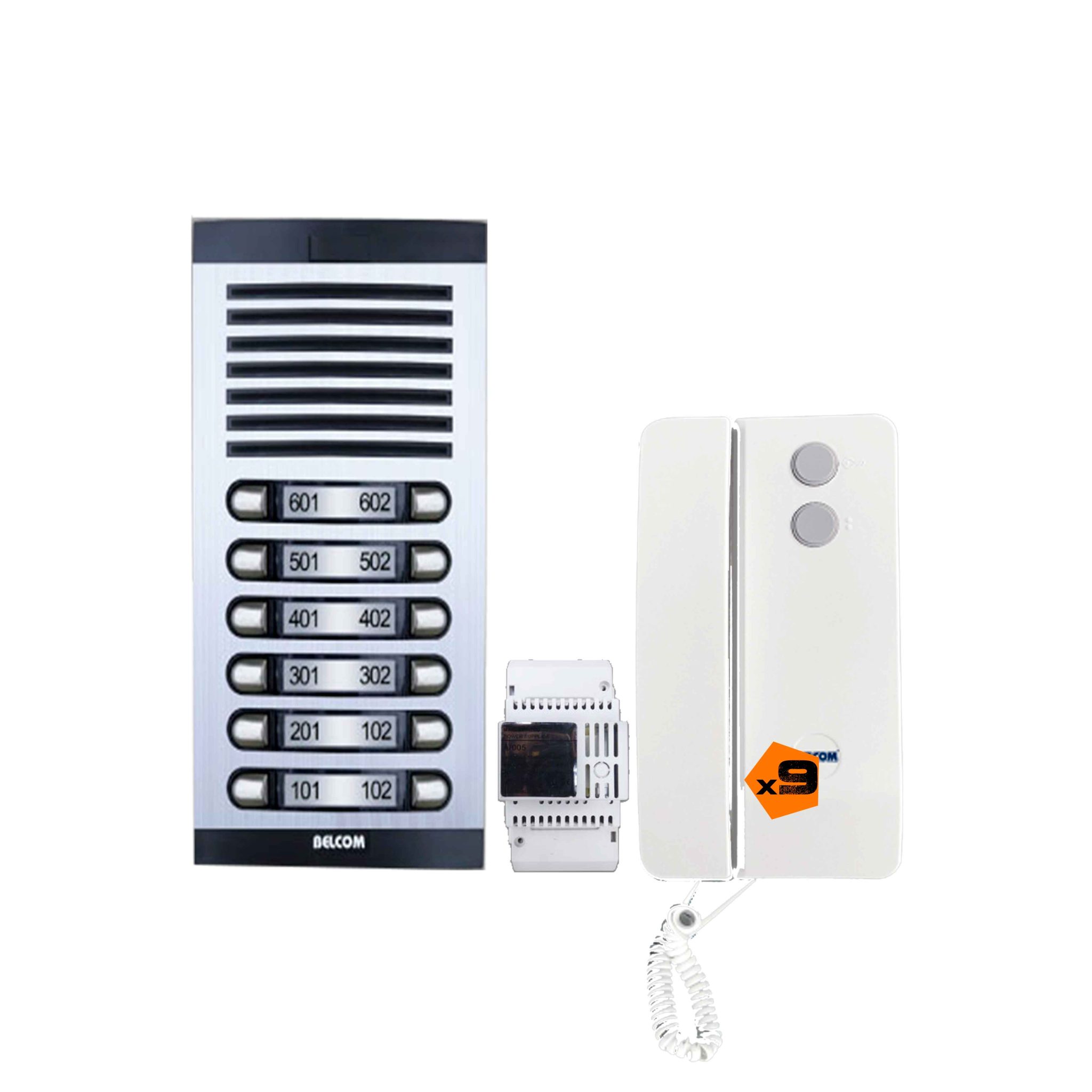 KIT 9 PUNTOS INTERCOMUNICADOR PARA EDIFICIO BELCOM PE-0712 - NES